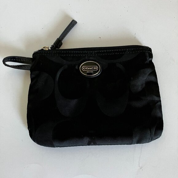 Coach | Bags | Coach Signature Nylon Zipper Makeup Pouch Black Zipper ...